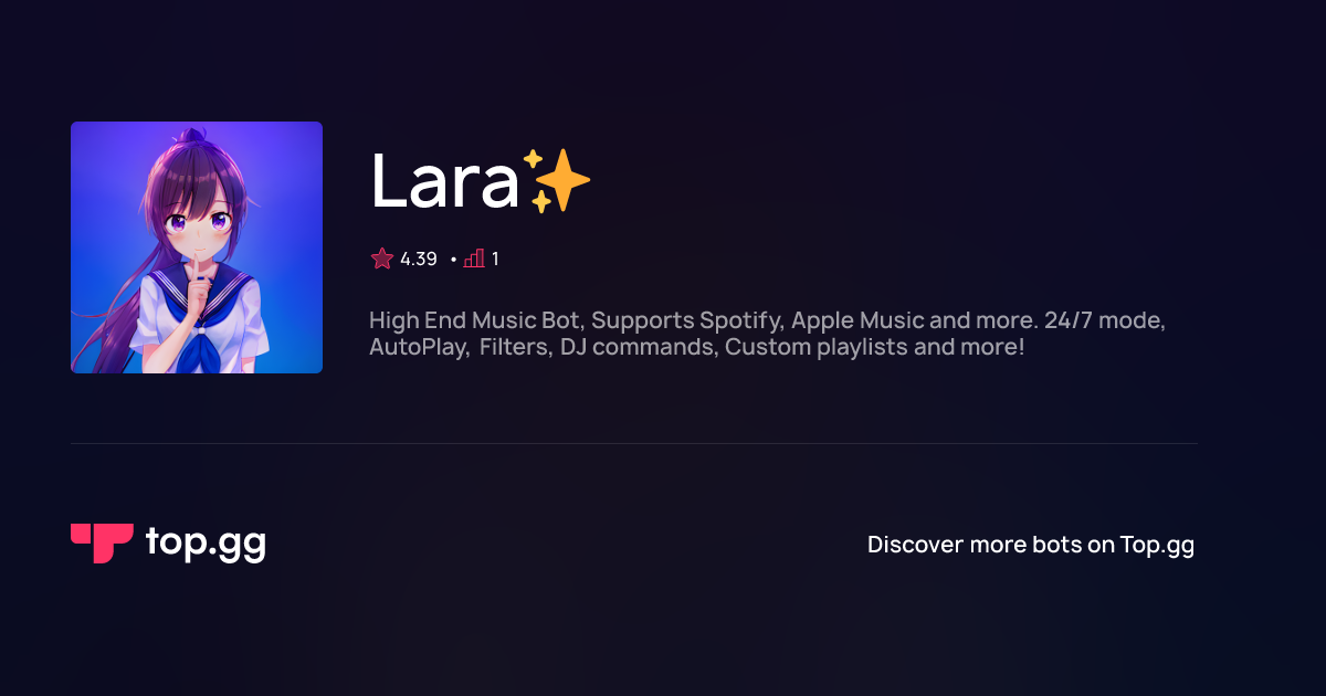 Add Lara Discord Bot | The #1 Discord Bot and Discord App List