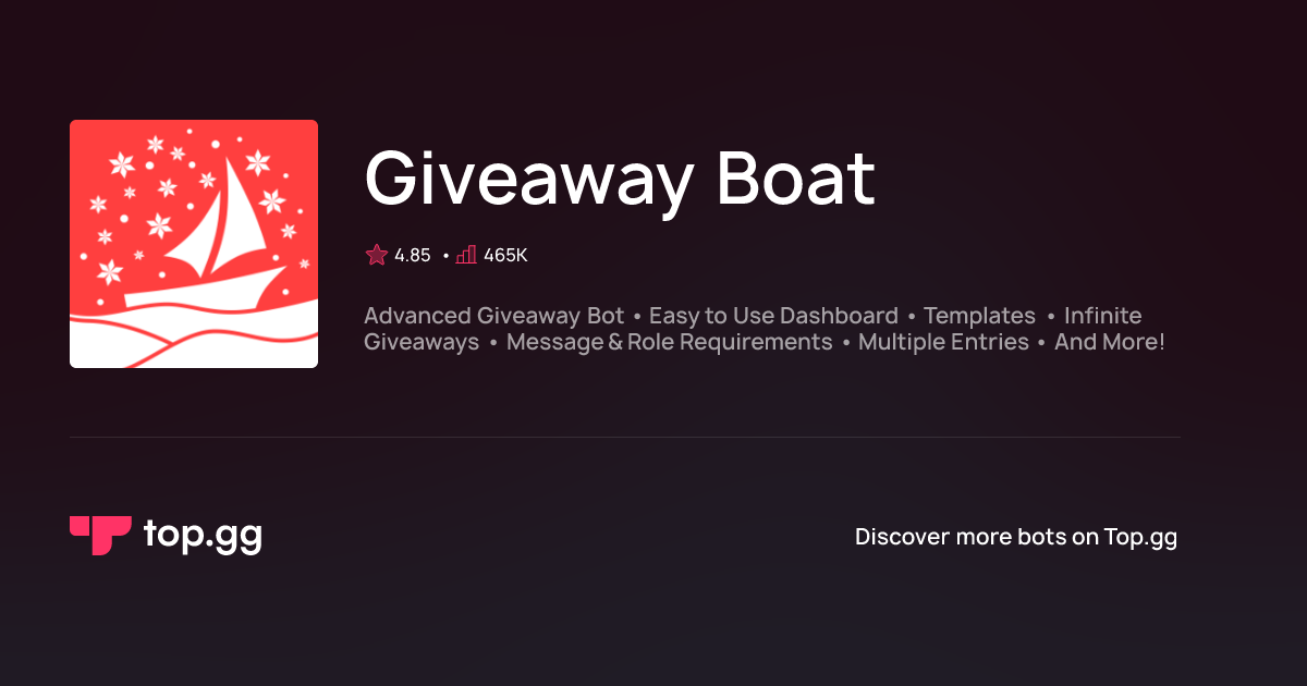Add Giveaway Boat Discord Bot | The #1 Discord Bot and Discord App List