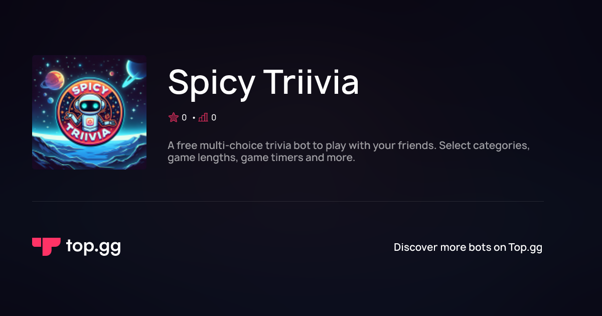 Add Spicy Triivia Discord Bot | The #1 Discord Bot and Discord App List